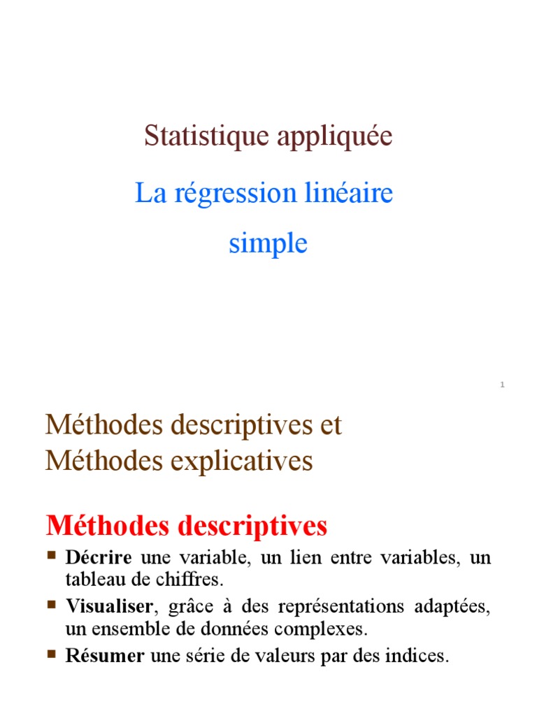 Régression Linéaire Simple: Concepts et Applications | PDF | Régression ...