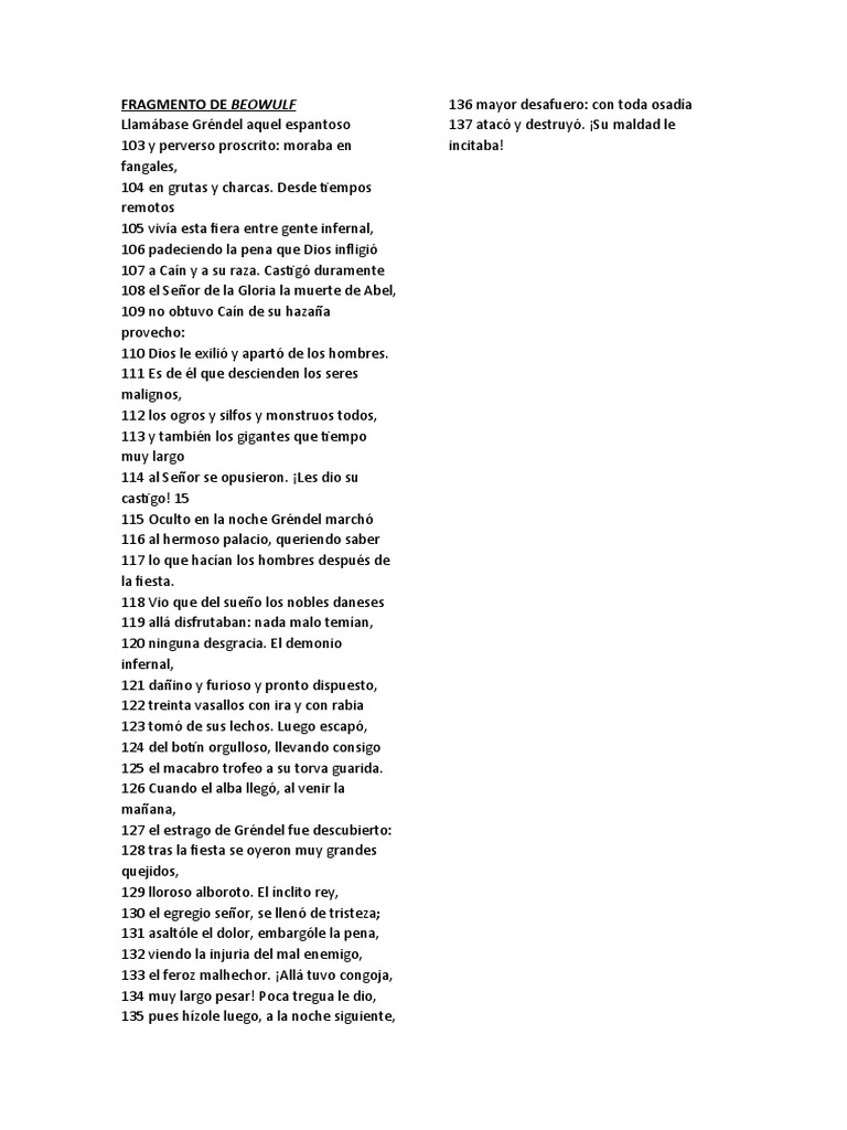 Fragmento de Beowulf | PDF