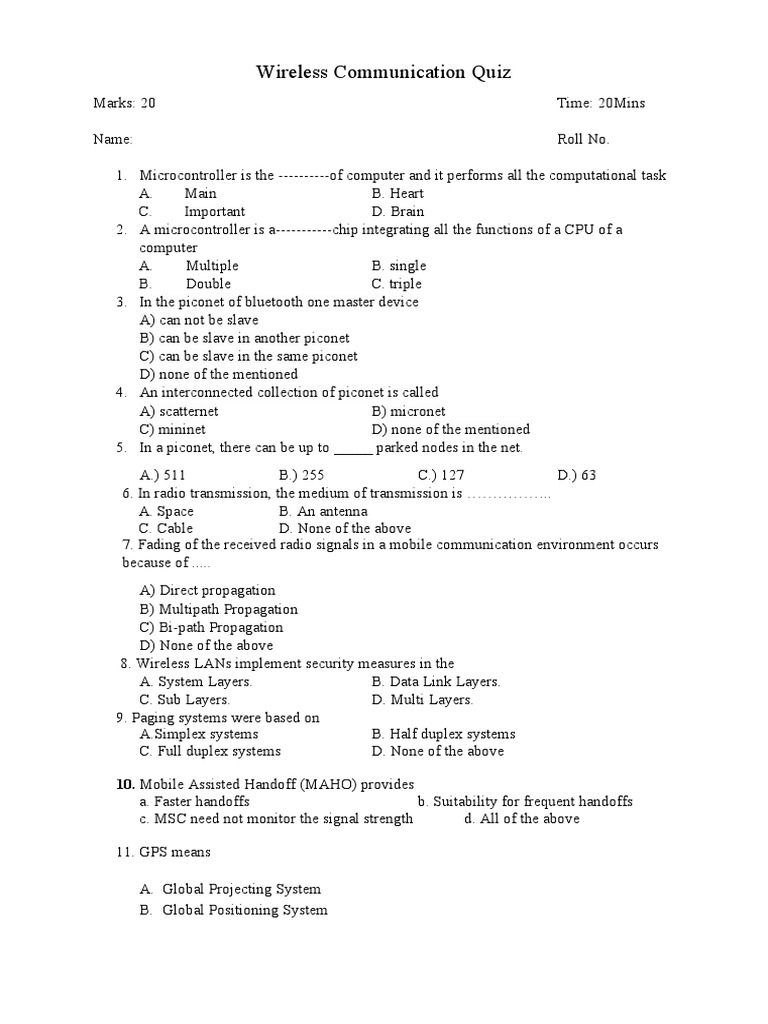 Wireless Communication Quiz: 10. Mobile Assisted Handoff (MAHO ...