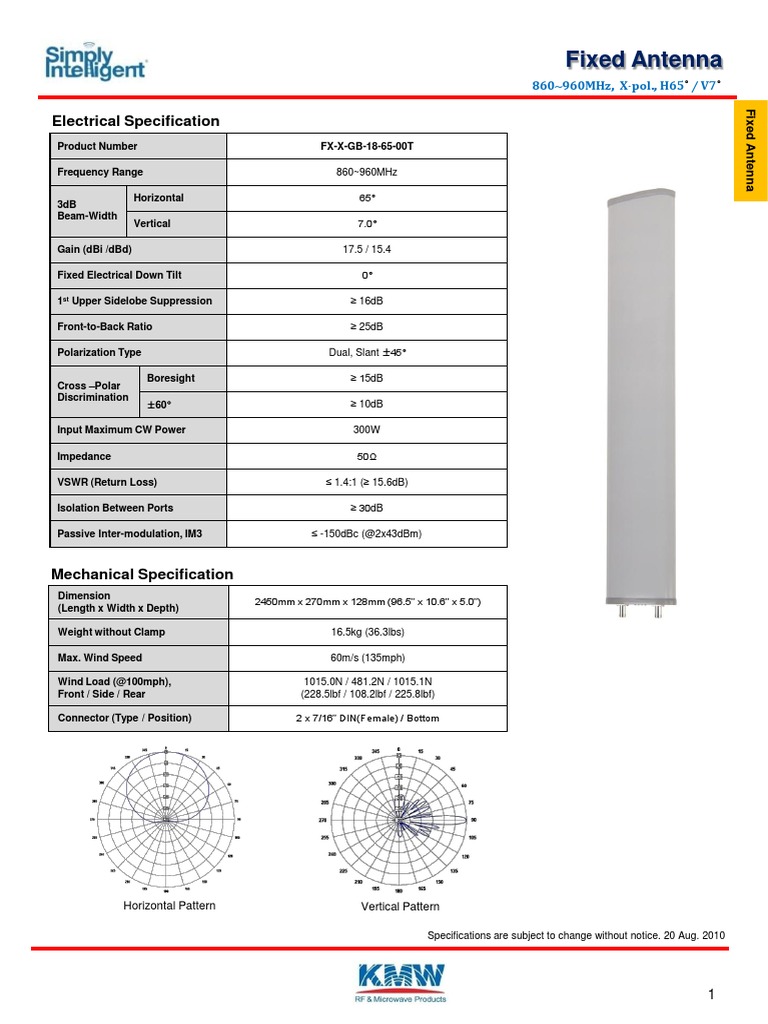 Fixed Antenna: Electrical Specification | PDF