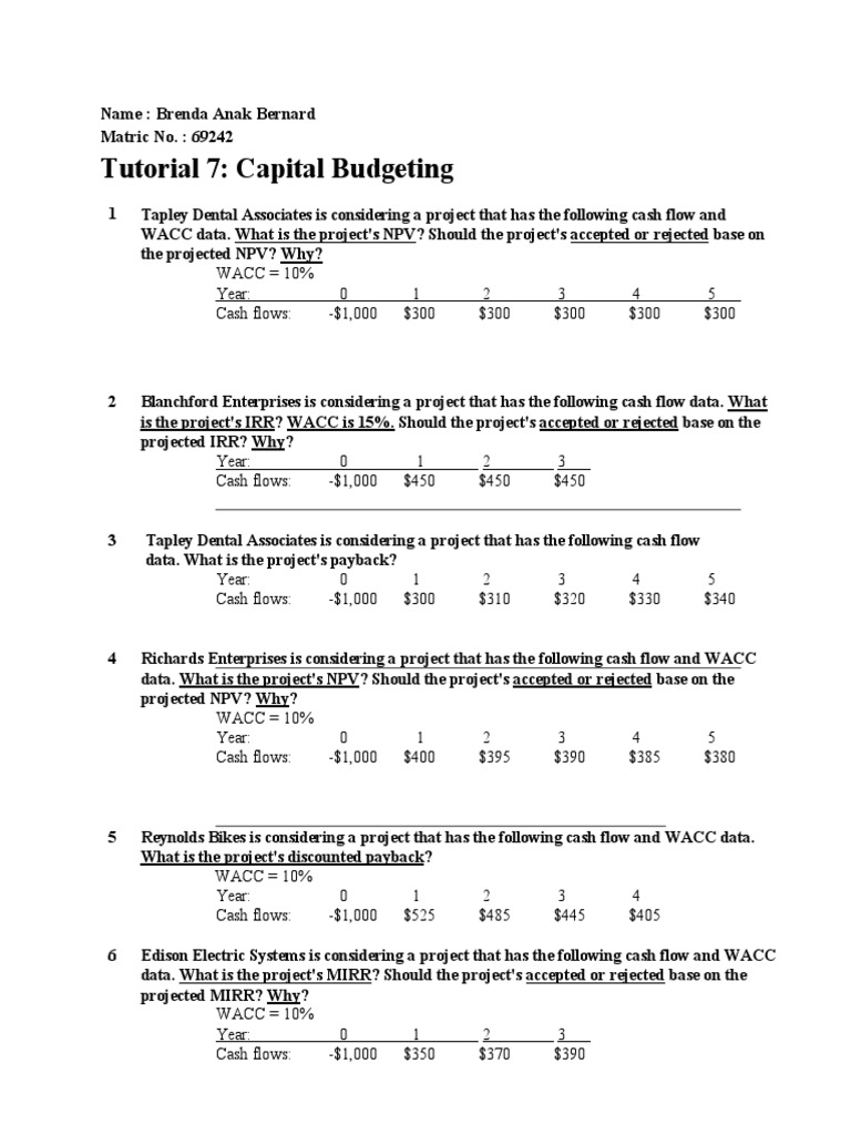 Capital Budgeting Analysis Tutorial | PDF | Capital Budgeting | Net ...