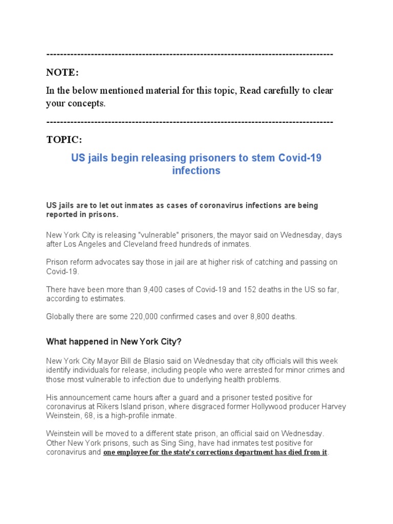 US Jails Begin Releasing Prisoners | PDF | Prison | Prisoner
