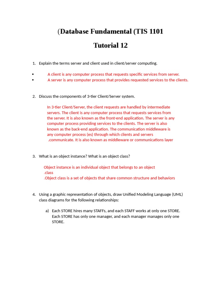Database Fundamental (TIS 1101 Tutorial 12 | PDF