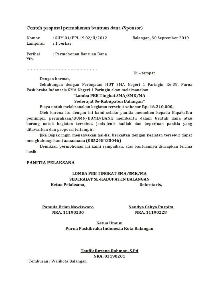 Yuksinau - Id Contoh Proposal Permohonan Dana | PDF