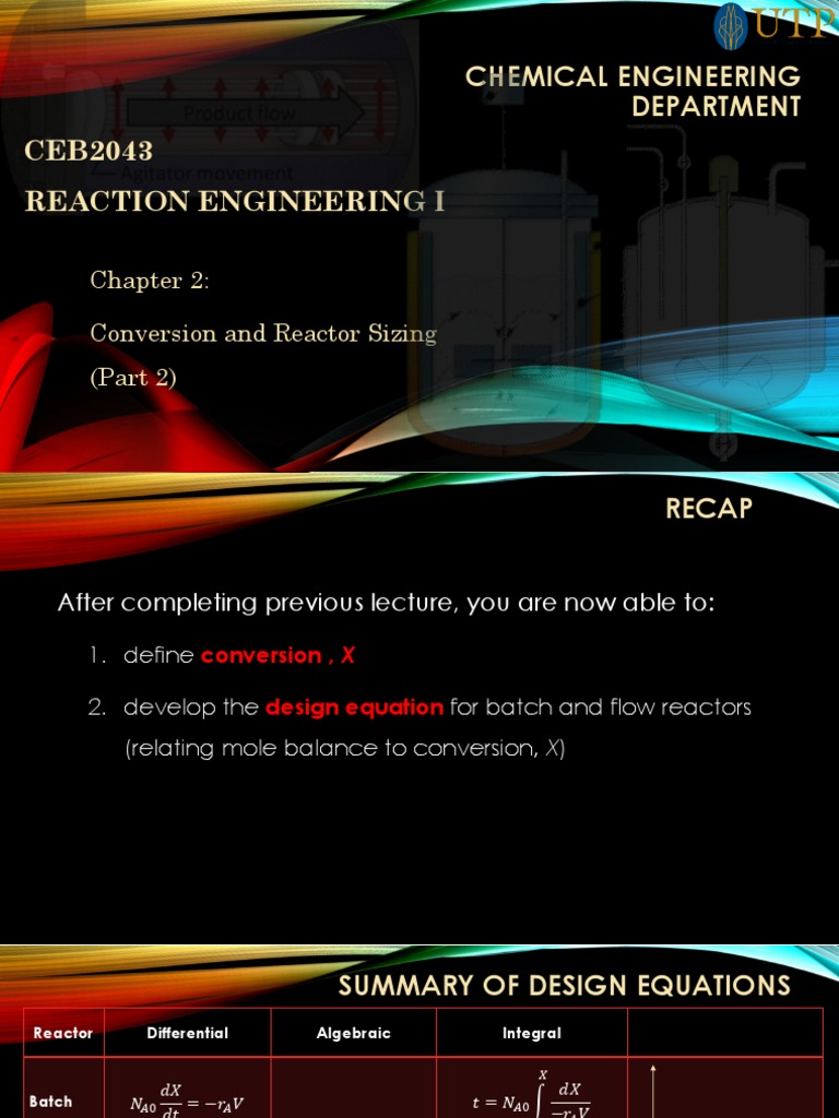 Chapter 2 Conversion Reactor Sizing (Part 2 of 3) | PDF | Chemical Reactor | Chemical Reaction ...