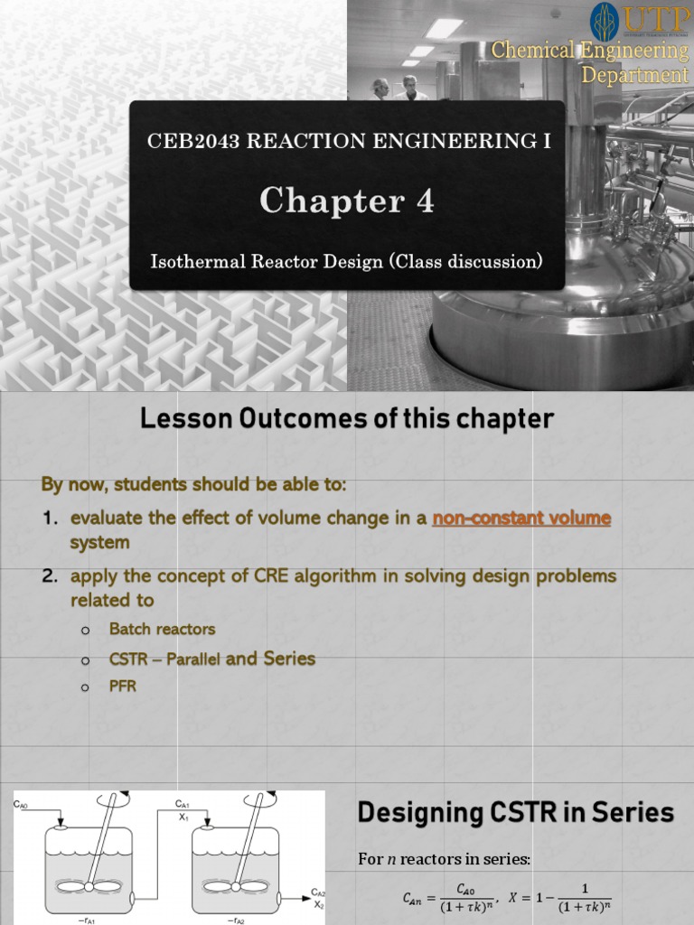 Chapter 4 Isothermal Reactor Design (Class Discussion) | PDF | Chemical ...