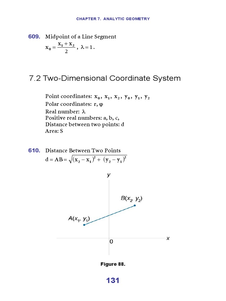 7.2 Two-Dimensional Coordinate System: Chapter 7. Analytic Geometry | PDF