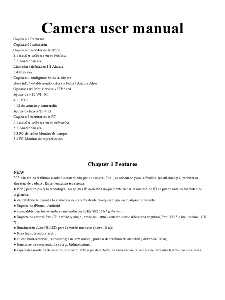 Camera User Manual Camara | PDF | Protocolo de transferencia de ...