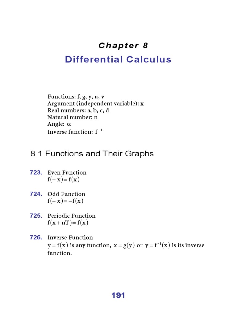 Differential Calculus: 8.1 Functions and Their Graphs | PDF | Abstract ...