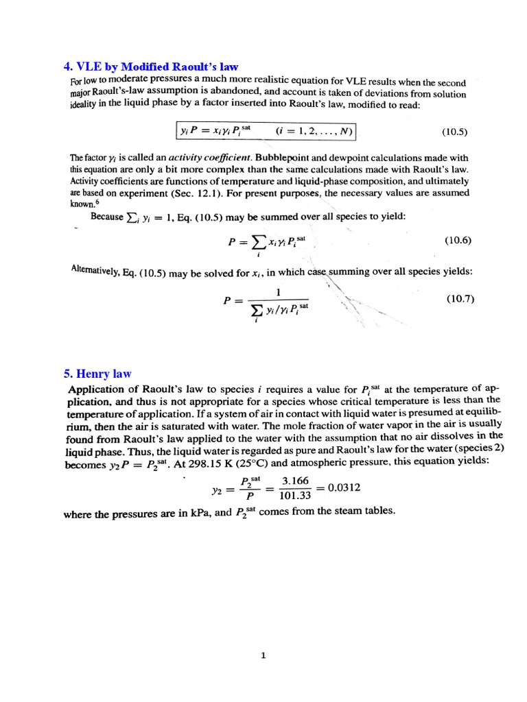 Materi VLE by Modified Raoult's Law | PDF
