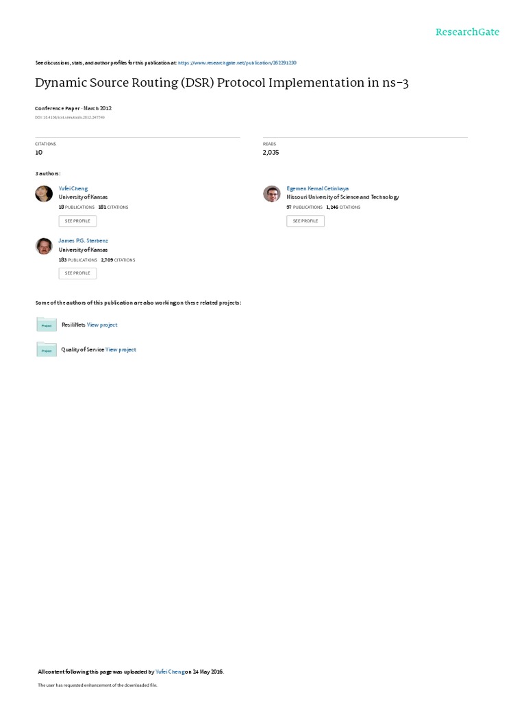 Dynamic Source Routing DSR Protocol Implementation | PDF | Wireless Ad Hoc Network | Routing