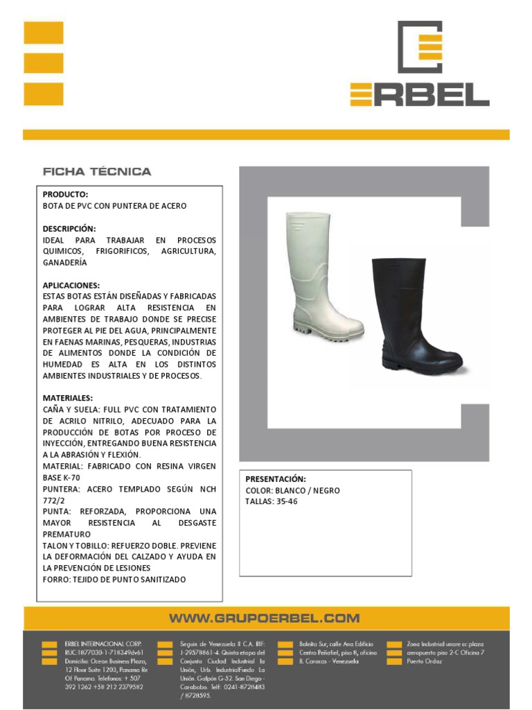 Ficha Tecnica de Bota en PVC PDF | PDF