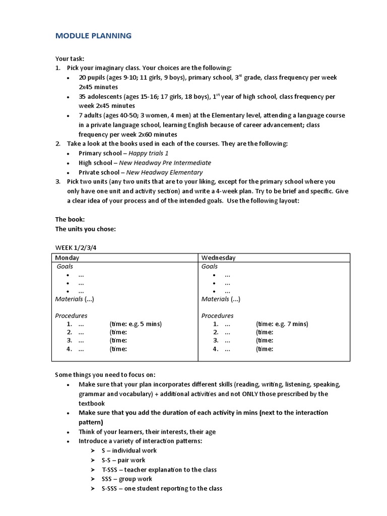 Module Planning - Instructions | Download Free PDF | Applied Psychology ...