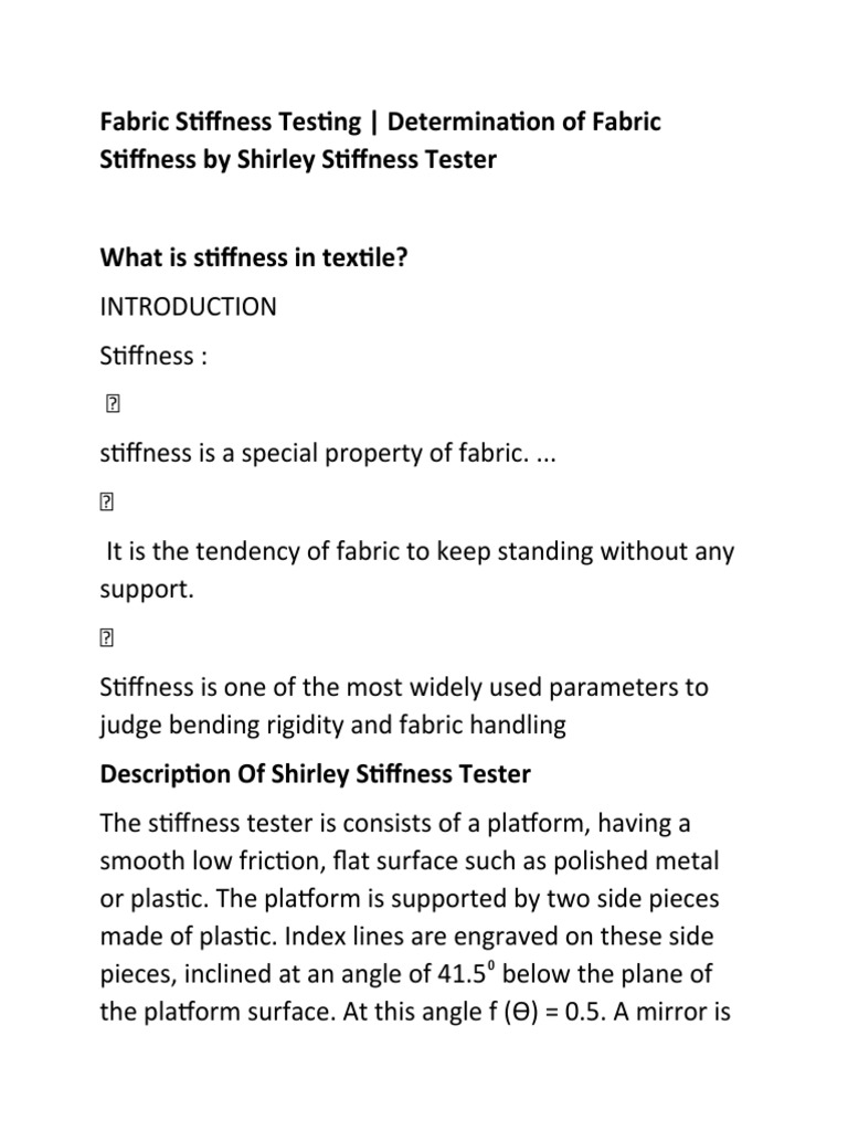 Fabric Stiffness Testing | PDF | Weaving | Textiles