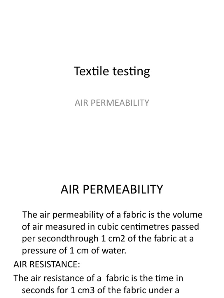 Textile Testing: Air Permeability | PDF | Science & Mathematics