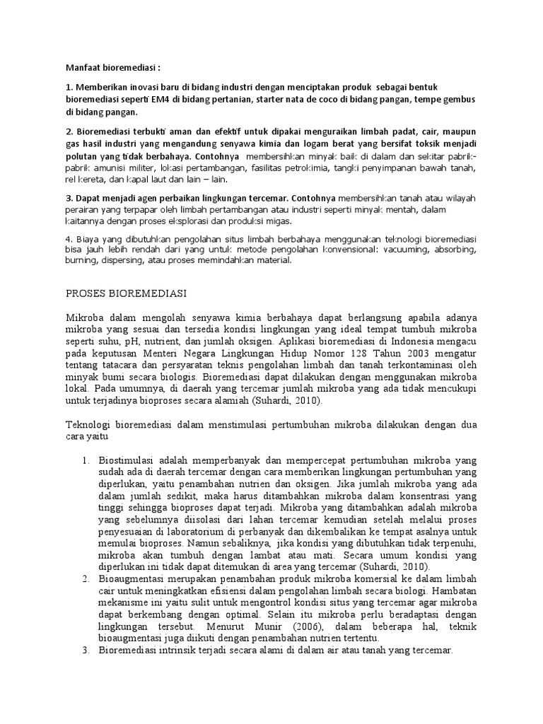 Manfaat Dan Proses Bioremediasi Industri | PDF