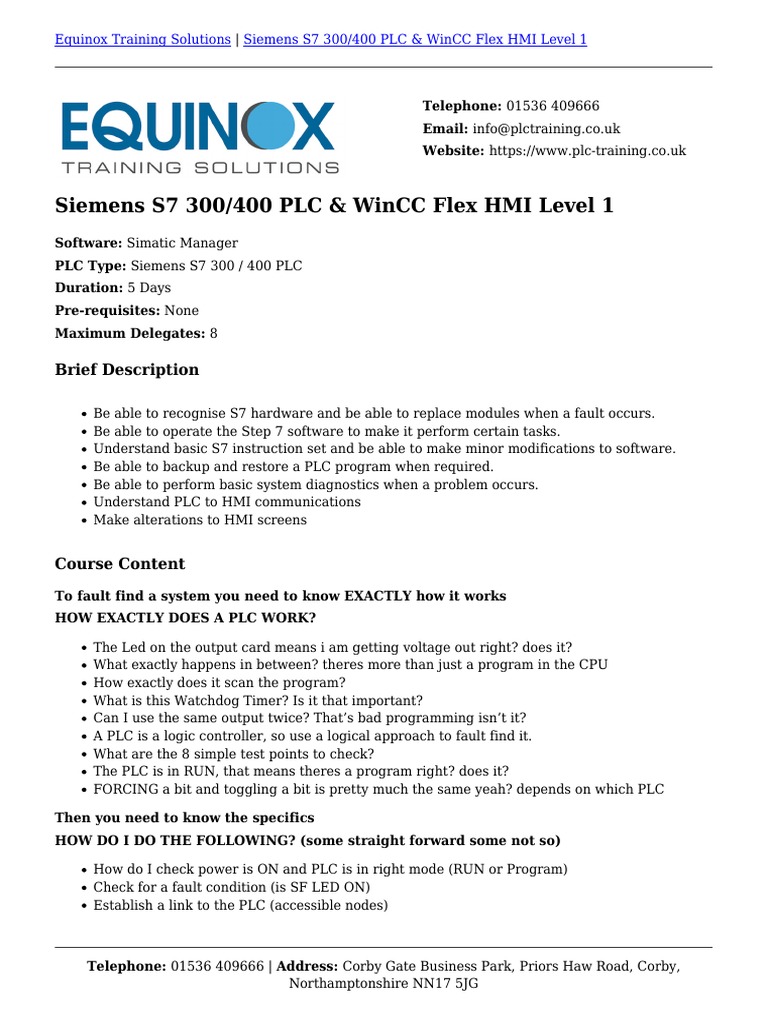 Siemens - s7 - 300 - 400 - PLC - & - Wincc - Flex - Hmi - Level - 1 ...