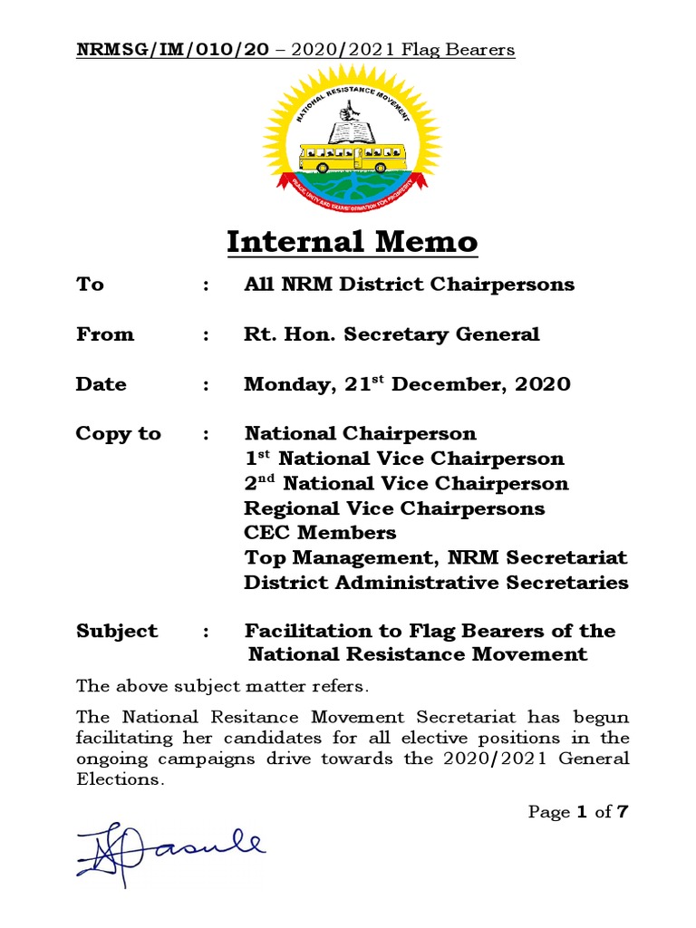 NRM Flag Bearers Facilitation Memo 2020 | PDF | Government | Business