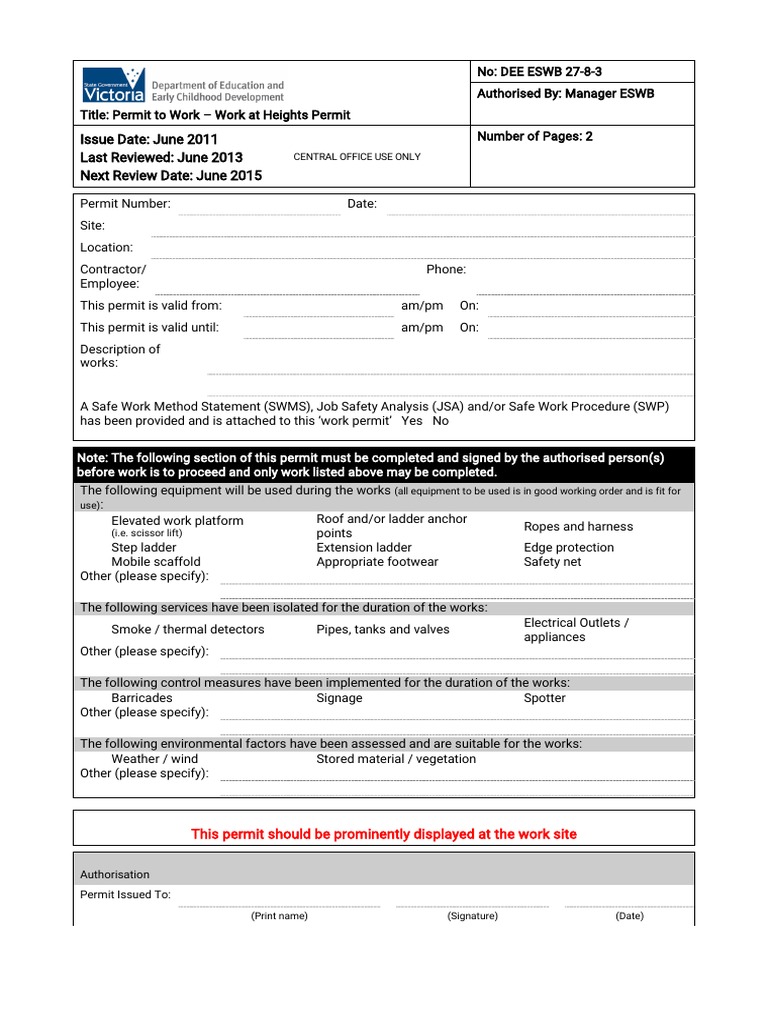 Hight Work Permit PDF | PDF