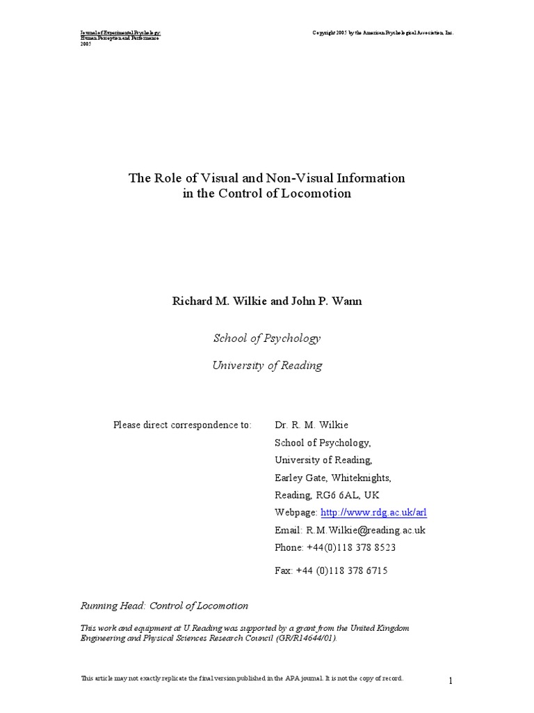 The Role of Visual and Non-Visual Information in The Control of ...