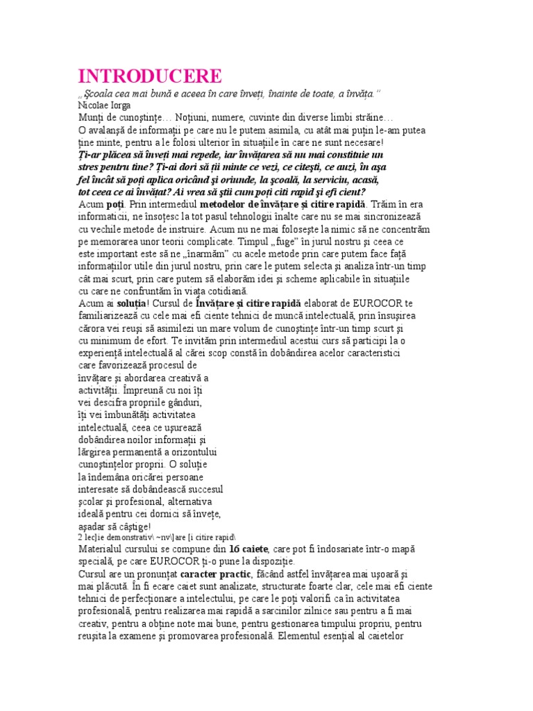 Invatare Si Citire Rapida | PDF