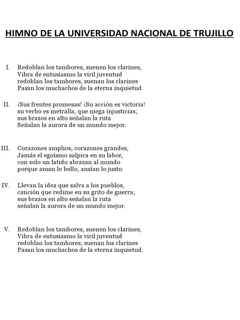 Himno de La Universidad Nacional de Trujillo | PDF