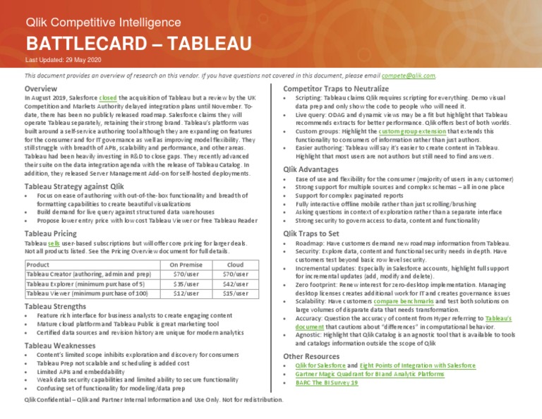 BATTLECARD - Tableau | PDF | Cloud Computing | Information Technology ...