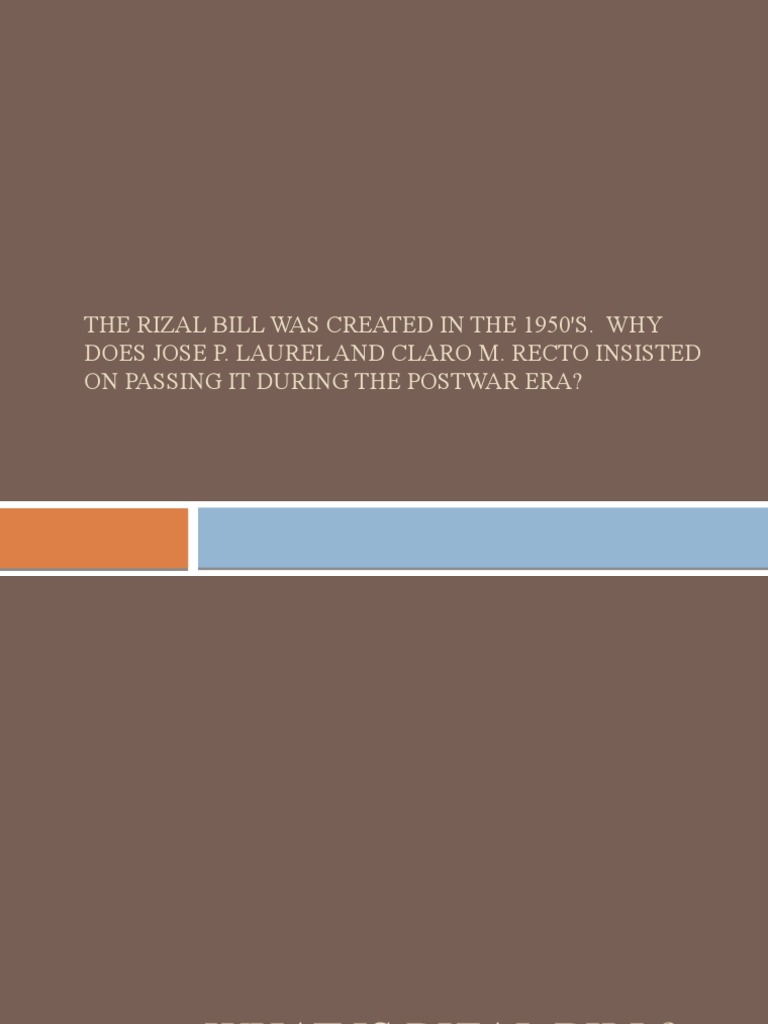The Rizal Bill Was Created in The 1950's | PDF | Social Science
