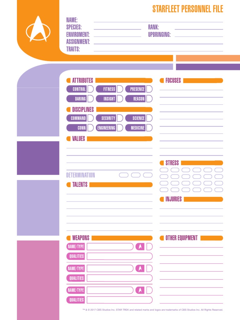 Star Trek Adventures - Character Sheet PDF | PDF