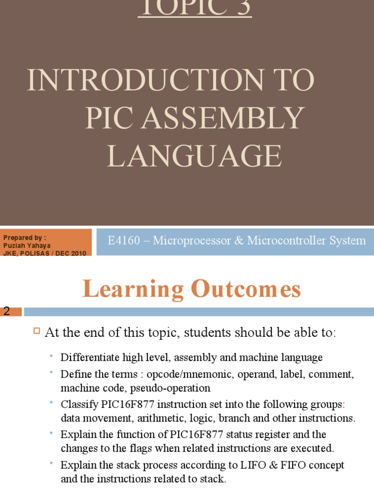 E4160 - Microprocessor & Microcontroller System: Prepared By: Puziah Yahaya Jke, Polisas / Dec ...
