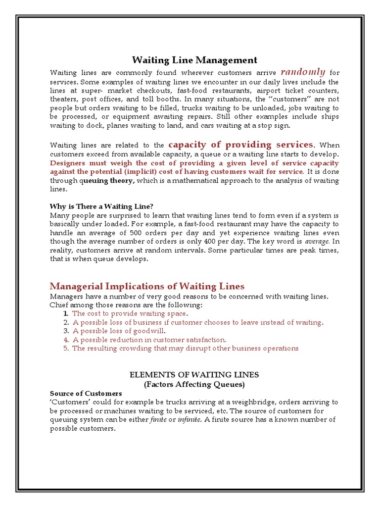 Effective Waiting Line Management Strategies | PDF | Psychological ...