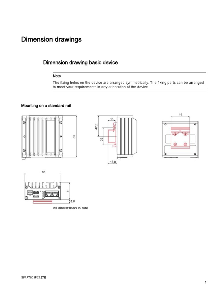 Dimension Drawings: Dimension Drawing Basic Device | PDF