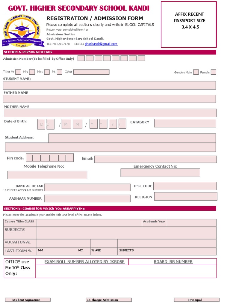 School Admission Form | PDF