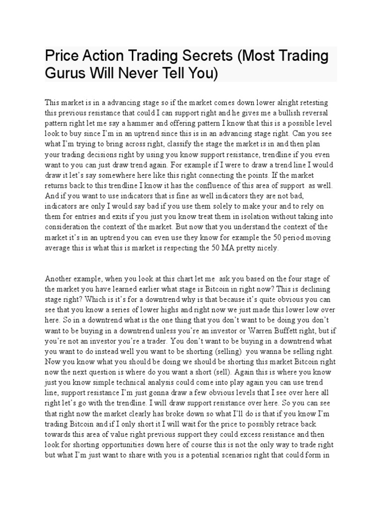 Price Action Trading Secrets (Most Trading Gurus Will Never Tell You ...