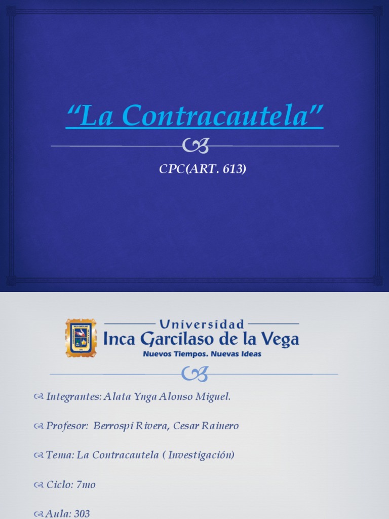 Importancia de la Contracautela en Derecho | PDF | Mandato | Conceptos ...