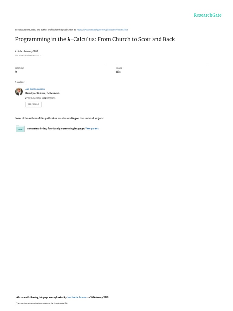 Programming in The Lambda-Calculus: From Church To Scott and Back | PDF | Functional Programming ...