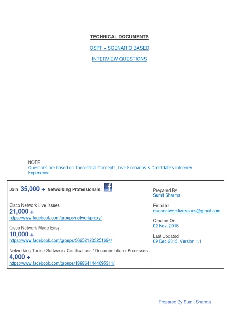 Ospf Interview Questions Scenario Based PDF | PDF | Network ... Ospf Interview Questions Scenario Based PDF | PDF | Network ...