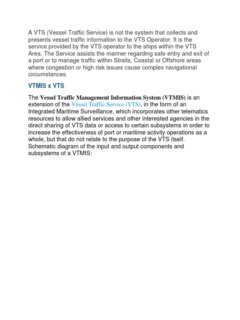 Vtmis X VTS: Vessel Traffic Service (VTS) | PDF