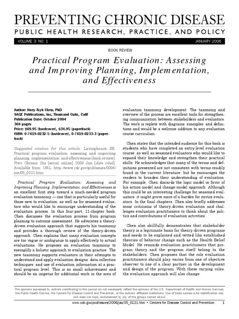 Practical Program Evaluation Assessing and Improving Planning, Implementation, and Effectiveness ...