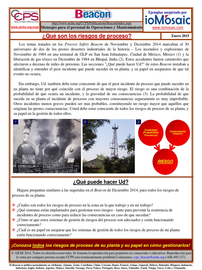 01 Process Safety Beacon - January 2015 - Spanish | PDF | Idiomas