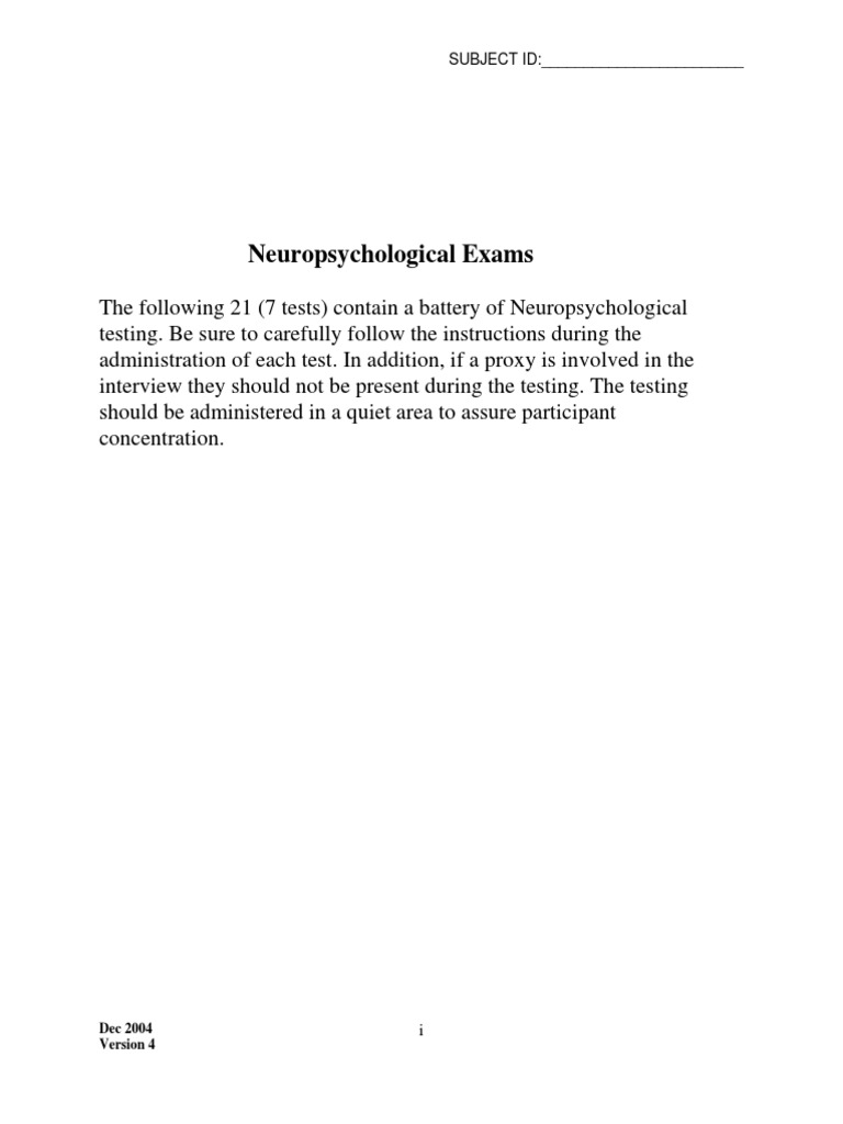 Neuropsychological Exam English - tcm18-142939 | PDF | Green | Red
