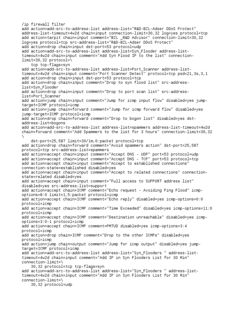 Mikrotik - Filter Firewall | PDF | Denial Of Service Attack | Internet ...