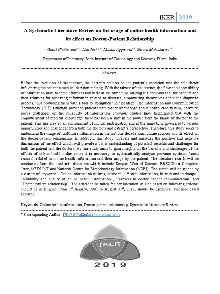 A Systematic Literature Review On The Usage of Online Health ...