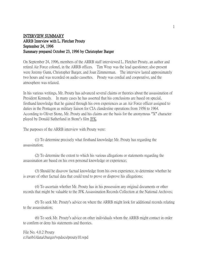 Interview With L. Fletcher Prouty (1996) | PDF | Assassination Of John ...
