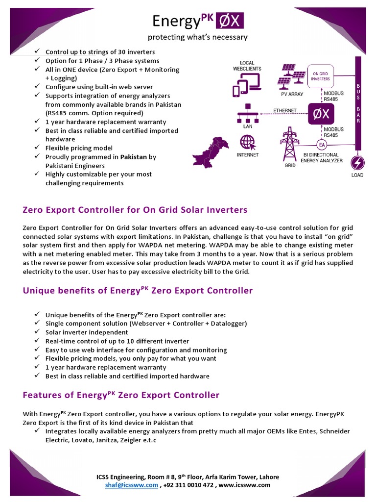 EnergyPK 0X Solar Zero Export Device | PDF | Solar Power | Electrical Grid