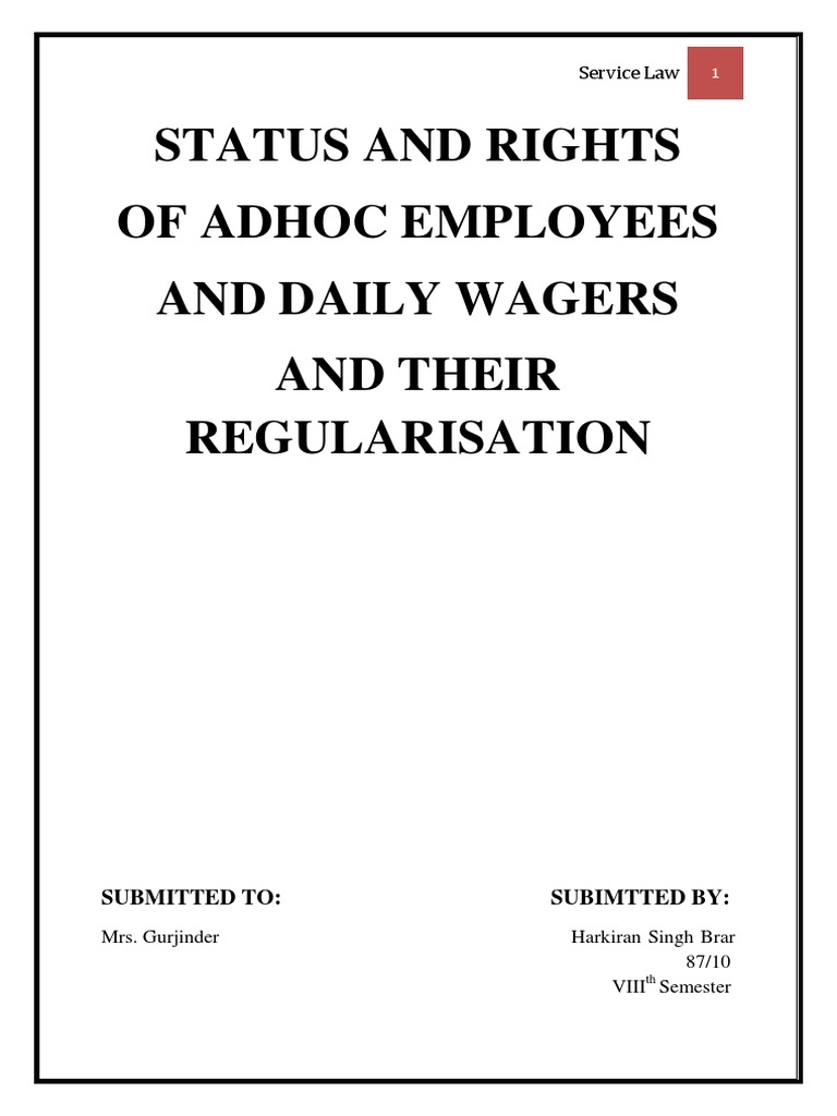 An Analysis of the Status, Rights and Regularisation of Ad Hoc ...