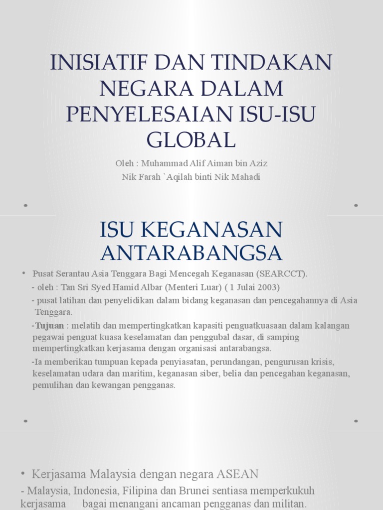 Inisiatif Dan Tindakan Negara Menyelesaikan Isu-Isu Global | PDF