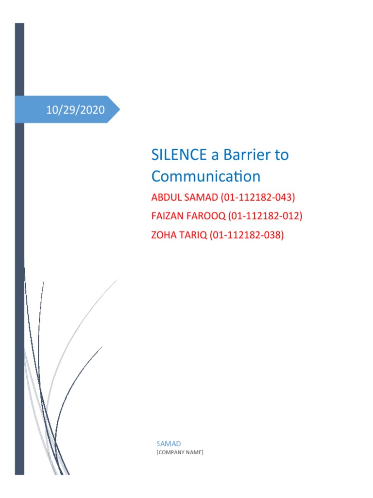 Group Assignment | PDF | Silence | Human Communication