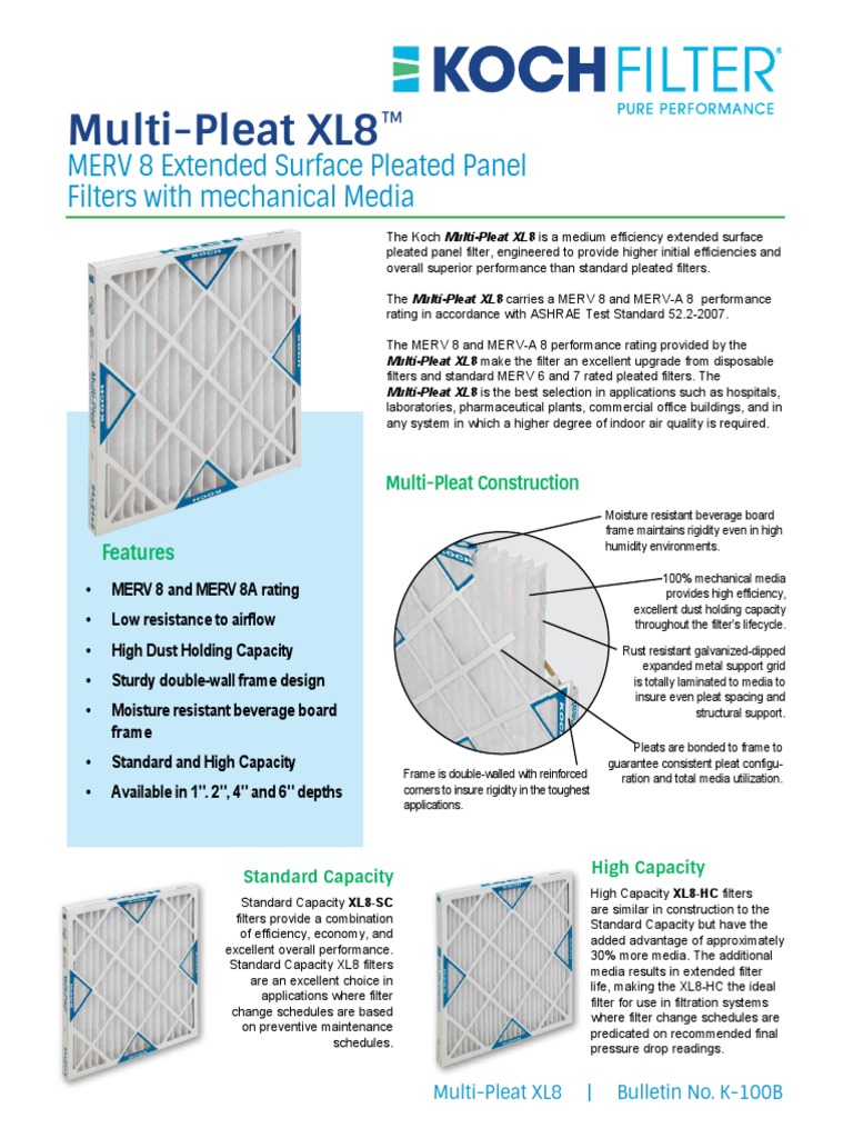 Multi-Pleat XL8: MERV 8 Extended Surface Pleated Panel Filters With ...