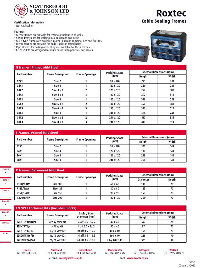 Roxtec: Cable Sealing Frames | PDF | Economic Sectors | Building Engineering